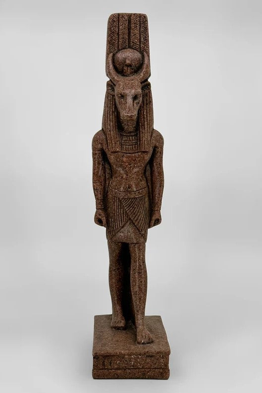 Rare Pure Red Granite Stone Statue of God Khnum, Handcrafted Sculpture ...