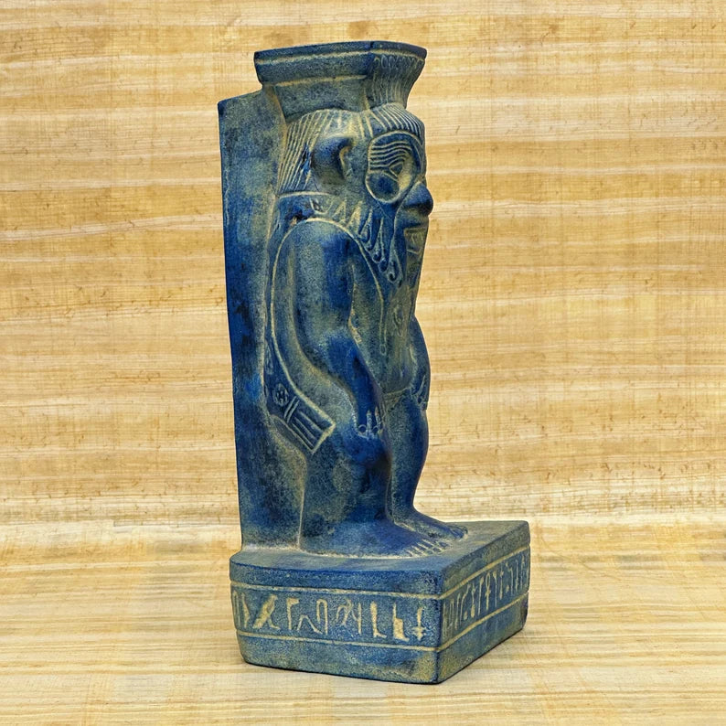 RARE Ancient Egyptian God Bes Statue – Unique Blue Stone Figurine ...