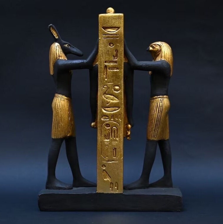 Black and Gold Statue of Ramesses III with Horus and Seth – Wanna Stuff